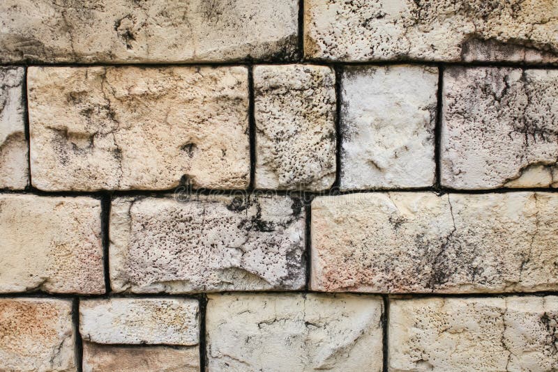 Closeup Texture of Brick Aged Wall in Sand Color Outdoor Stock Photo ...