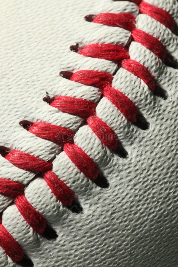 A Closeup Texture on a New Baseball. Stock Image - Image of close ...