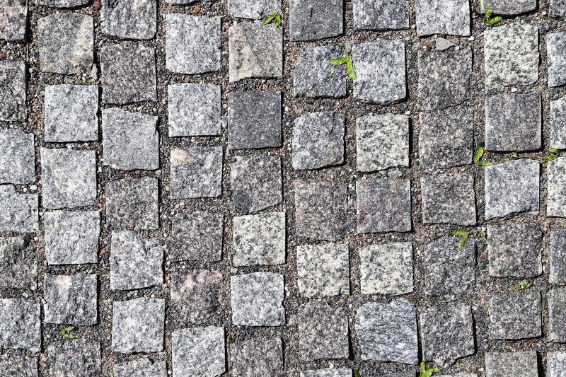 Texture of an Old Stoneblock Pavement Cobbled with Square Granite ...