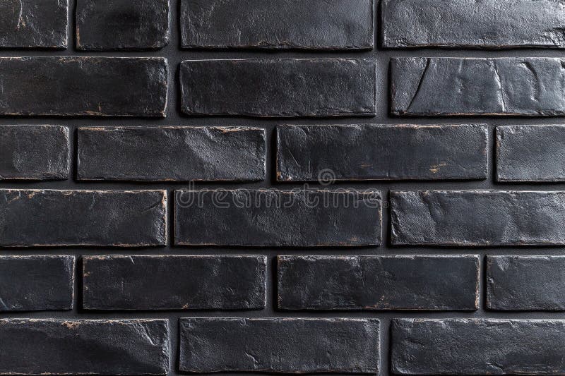 Closeup of Textured Black Brick Wall with Matte Finish for Modern ...