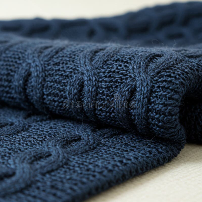 Closeup of Textured Navy Blue Cable Knit Fabric Stock Illustration - Illustration of design ...