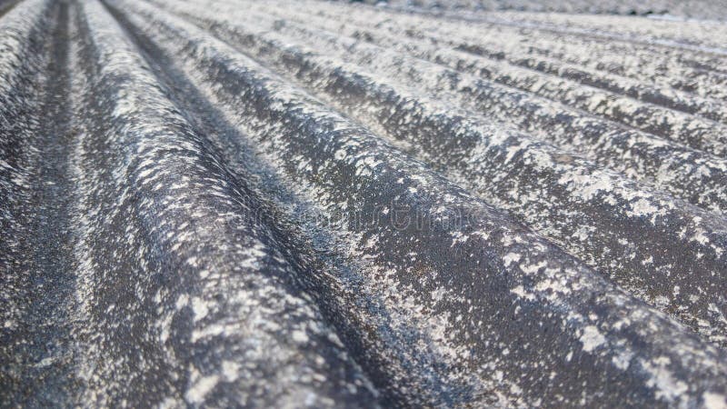 Closeup of Textured Old Wavy Asbestos Roofing with Industrial Weathered ...
