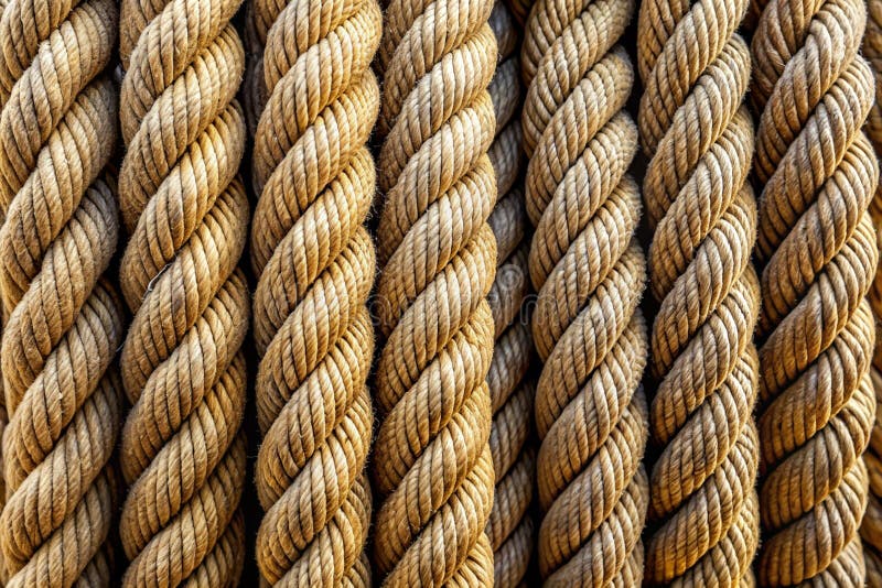 Closeup of Thick Rough Ropes Arranged in Vertical Composition Stock ...