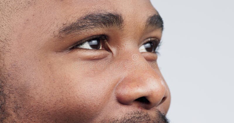 Closeup, Thinking and Man with Ideas, Eyes or Problem Solving on a ...