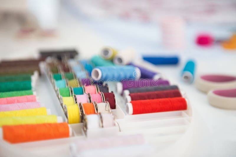 Closeup on Threads on Table Stock Photo - Image of closeup, profession ...