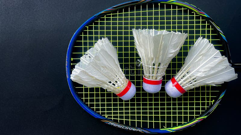 Closeup of Three Badminton Shuttlecocks on a Black Surface Stock Photo ...