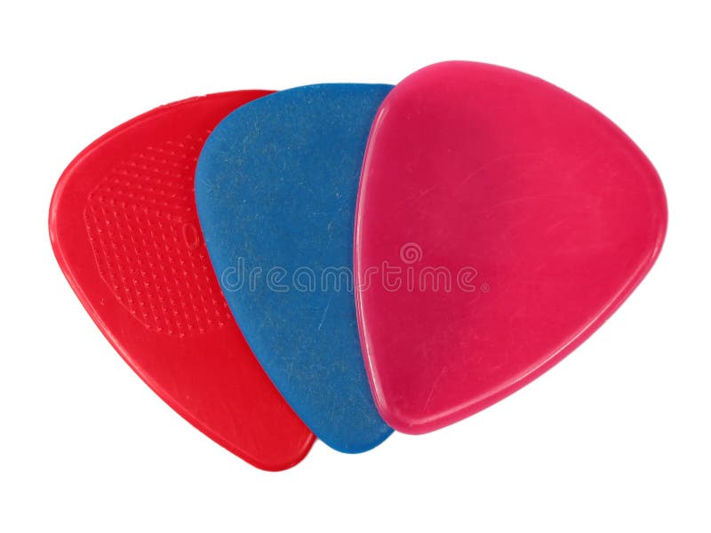 Closeup of Three Colourful Plectrums Stock Image - Image of blue, small ...