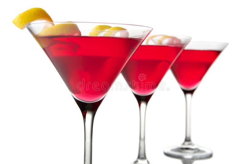 Two Cosmopolitan Cocktails in Traditional Martini Glasses with View To ...