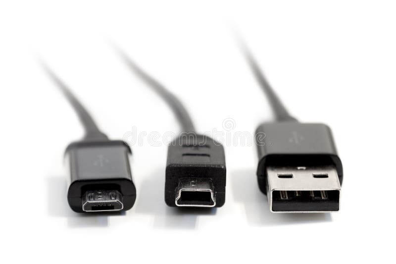 Closeup of Three USB Plugs Isolated on White Stock Image - Image of ...