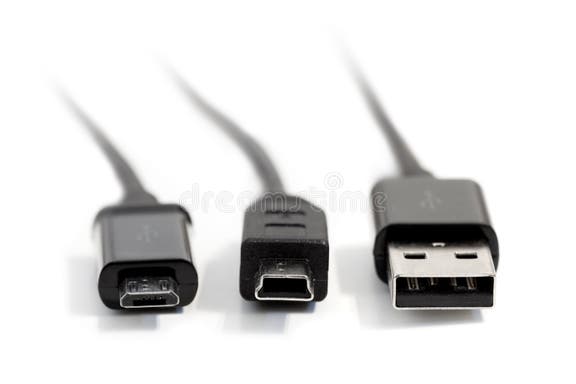 Closeup of Three USB Plugs Isolated on White Stock Image - Image of ...