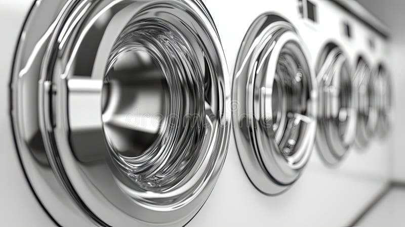 Closeup of Three Washing Machine Doors. Modern Laundry Appliances Stock ...