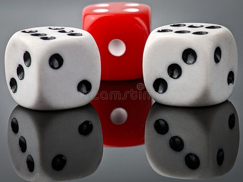 Closeup Three White and Red Dice with Reflection Stock Image - Image of ...