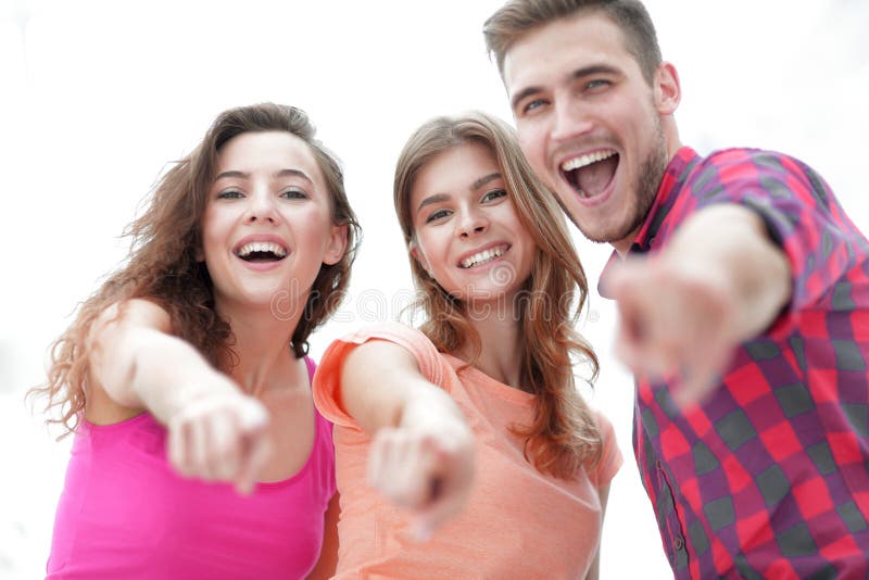 Closeup of Three Young People Showing Hands Forward Stock Photo - Image ...