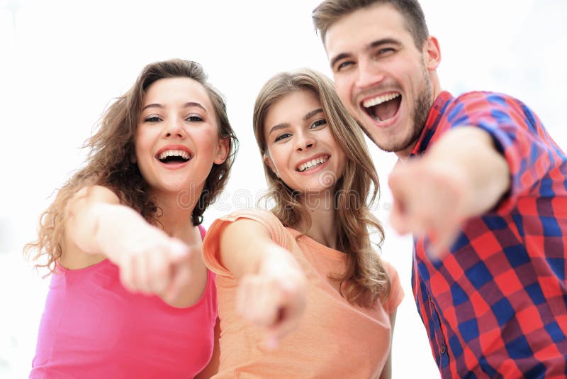 Closeup of Three Young People Showing Hands Forward Stock Photo - Image ...