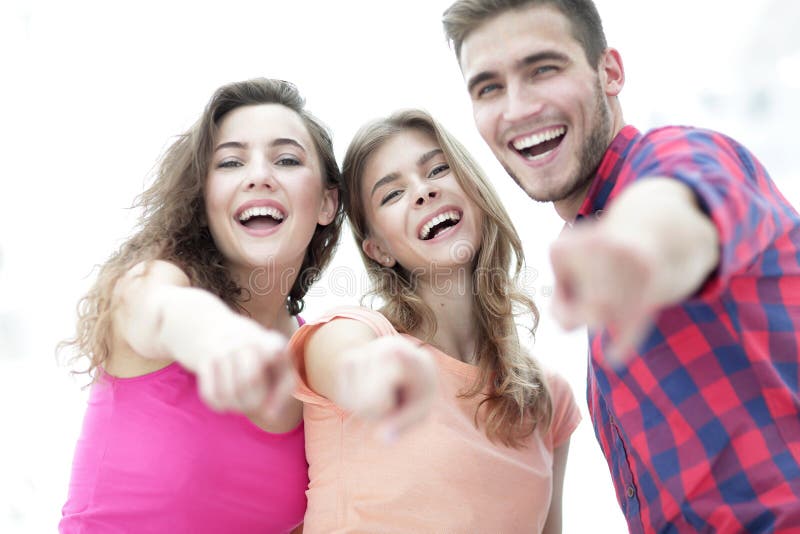 Closeup of Three Young People Showing Hands Forward Stock Image - Image ...