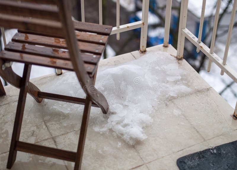 Floor covered with ice stock photo. Image of wooden - 211680616