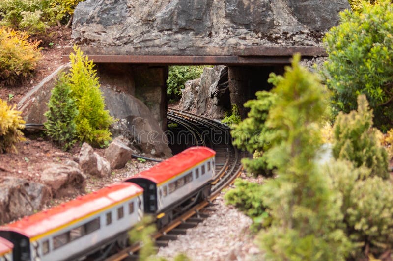 Closeup of Tiny Model Train on a Railway Track Stock Image - Image of ...