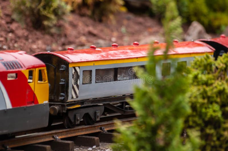 Closeup of Tiny Model Train on a Railway Track Editorial Image - Image ...