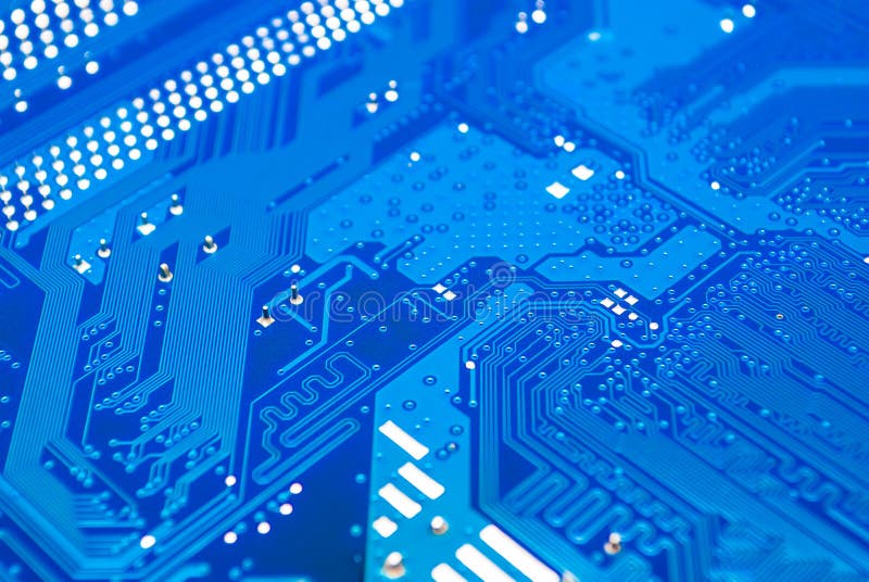Closeup To Blue Computer Printed Circuit Board [Soft Focus] Stock Photo ...