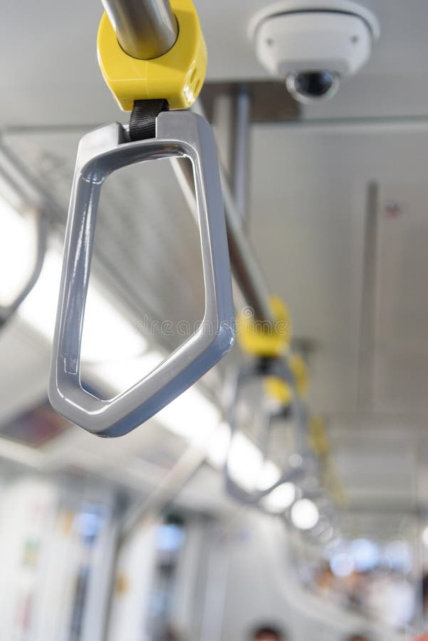 Handle in Train in Sky Train for Transport Stock Image - Image of white ...