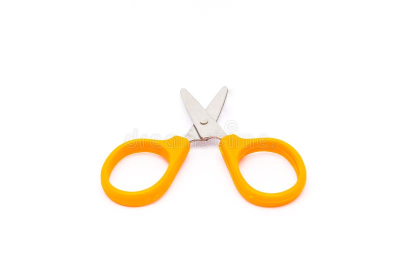Closeup To Pair of Orange Scissors on White Background/ Isolated Stock ...