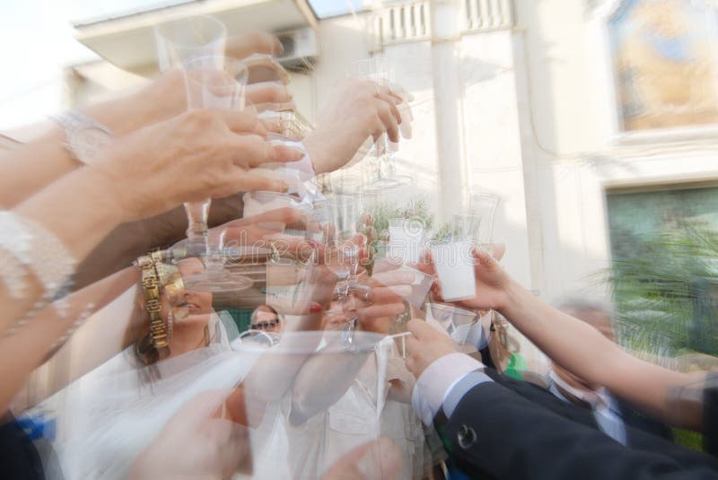 Multiple Pose Wedding Toast Stock Image - Image of party, liquid: 99839809