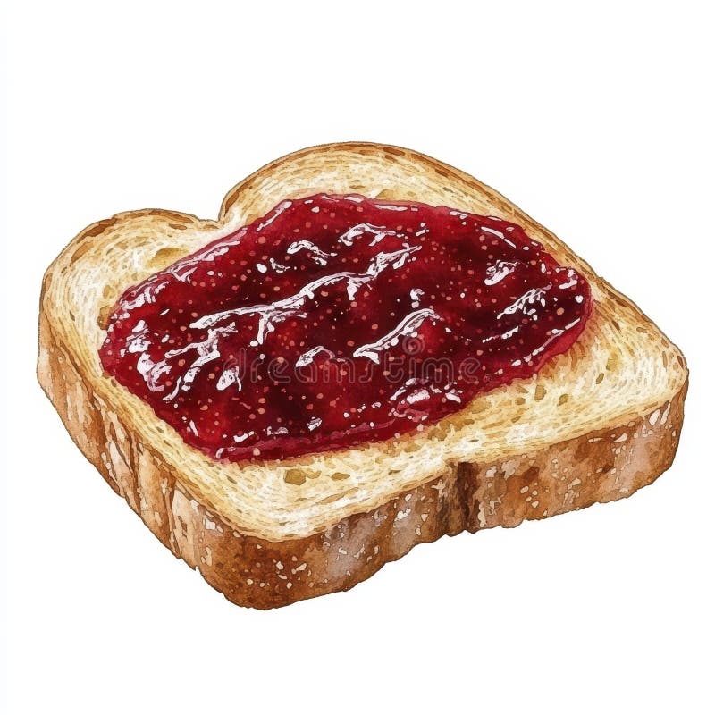 Closeup of Toasted Bread with Red Fruit Jam Stock Illustration ...