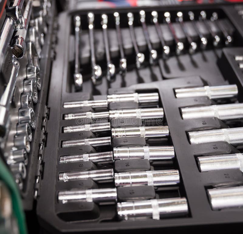 Closeup Toolkit Set of Manual Tools in Box Stock Image - Image of ...