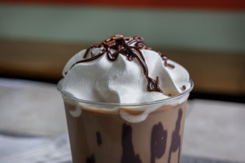 Mocha drink stock image. Image of dish, napkin, space - 182523827