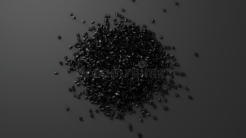 Closeup Top View on Black Plastic Polypropylene Granules Heap Centered ...