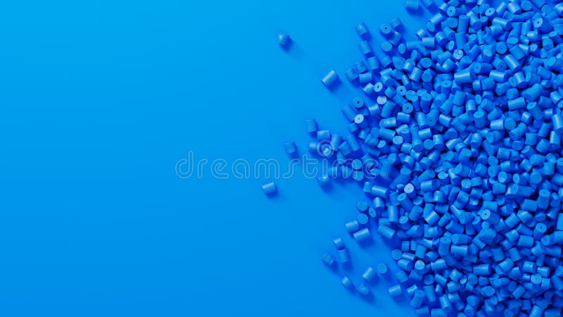 Closeup Top View on Blue Plastic Polypropylene Granules Heap on Blue ...