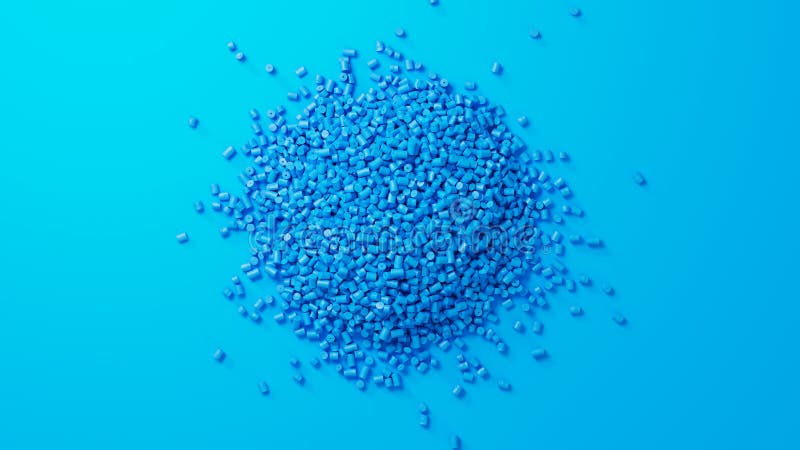 Closeup Top View on Blue Plastic Polypropylene Granules Heap Centered ...