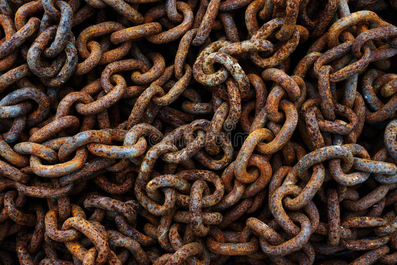 Closeup Top View of Old Rusty Chains Pile Stock Photo - Image of iron ...