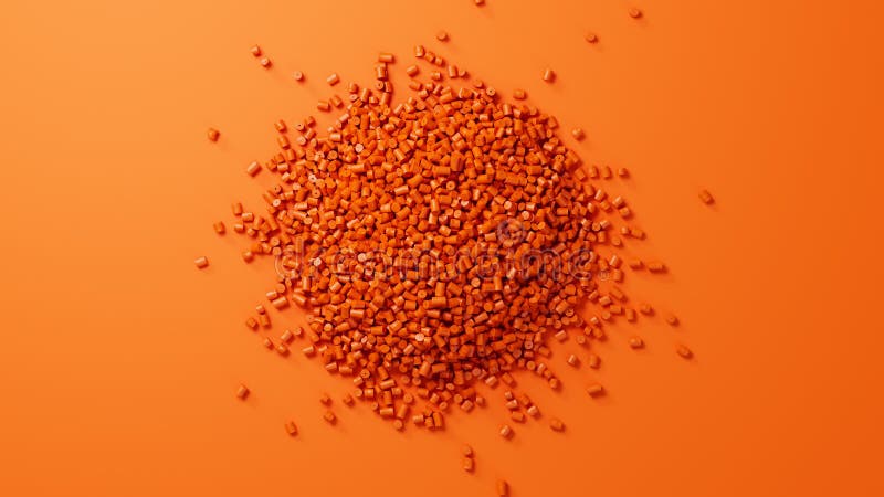 Closeup Top View on Orange Plastic Polypropylene Granules Heap Centered ...