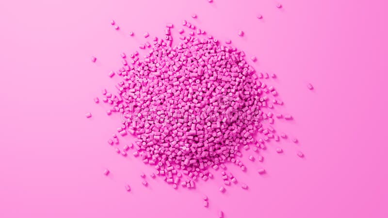 Closeup Top View on Pink Plastic Polypropylene Granules Heap Centered ...