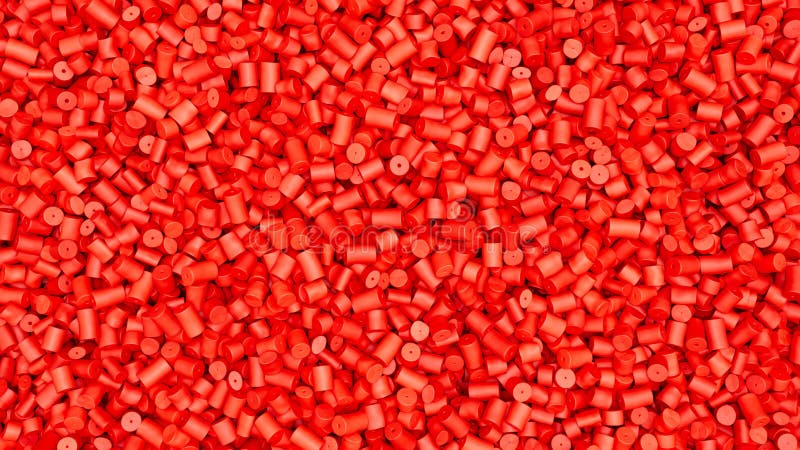 Closeup Top View of Red Plastic Polypropylene Granules, Masterbatch ...