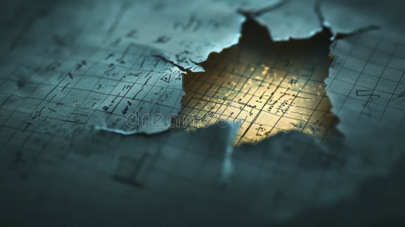 Closeup of Torn Graph Paper with Math Equation Dimly Lit Environment ...