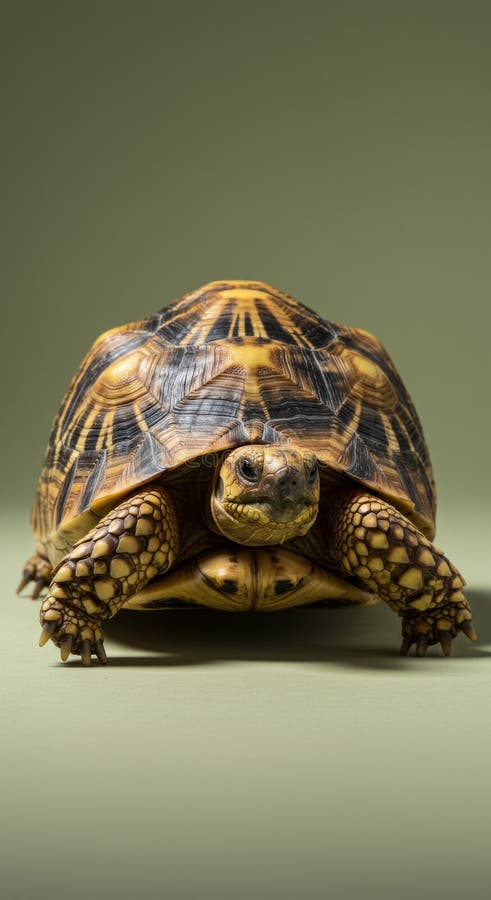 Closeup of a Tortoise on Green Background Stock Illustration ...