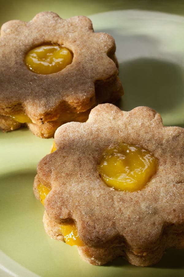 Closeup of Traditional Linzer Cookies with Lemon Cream Stock Image ...