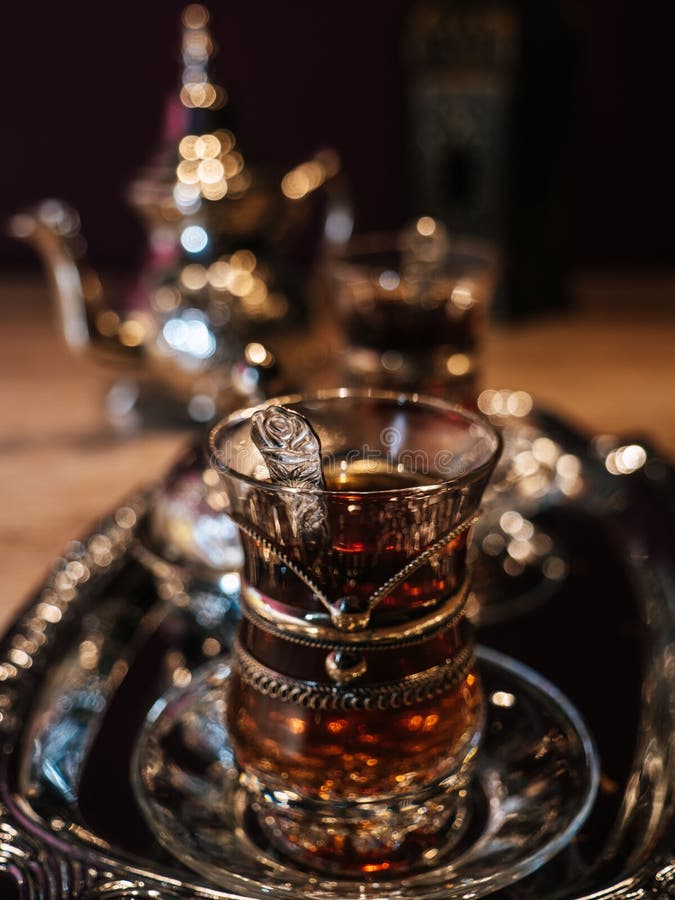 Closeup of Traditional Vintage Turkish Tea Glasses Stock Image - Image ...