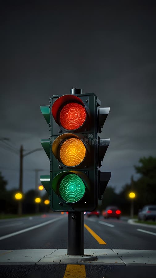Closeup of Traffic Lights: Urban Intersection Signal in Focus Stock ...