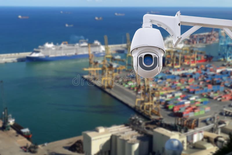 Closeup of Traffic Security Camera Surveillance (CCTV) on the Port ...