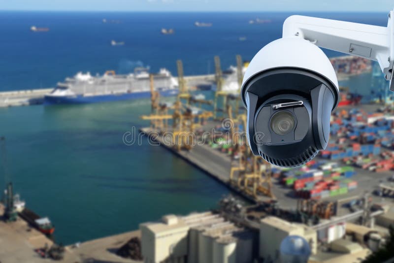 Closeup of Traffic Security Camera Surveillance (CCTV) on the Port ...