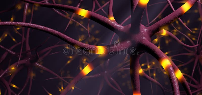 Closeup on Transmitting Brain Cells or Neuron Stock Illustration ...