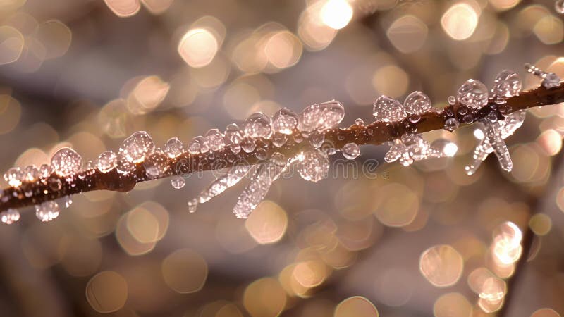 A Closeup of a Tree Branch Covered in Thin Layers of Frozen Dew Each ...