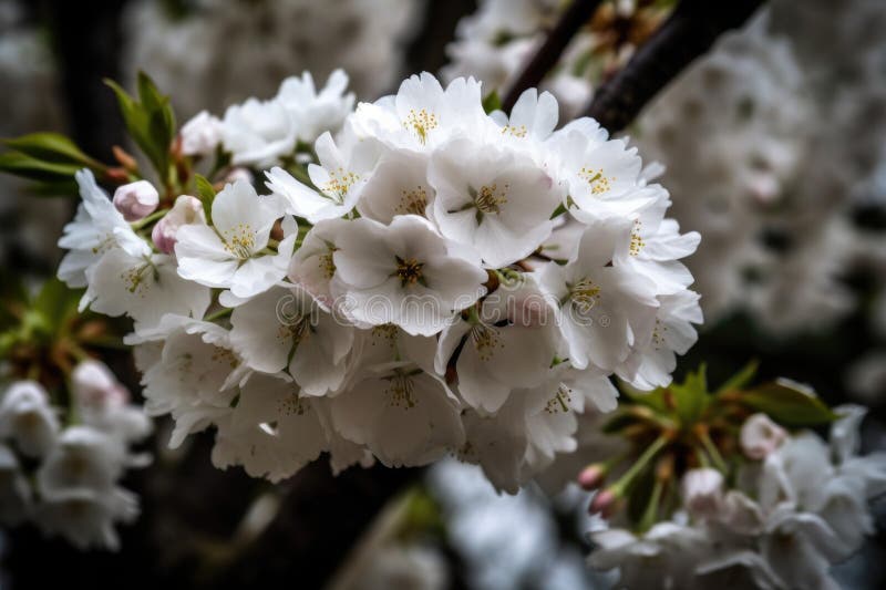 Closeup of a Tree with Sweet Smelling Cherry Blossoms on Branches Stock ...