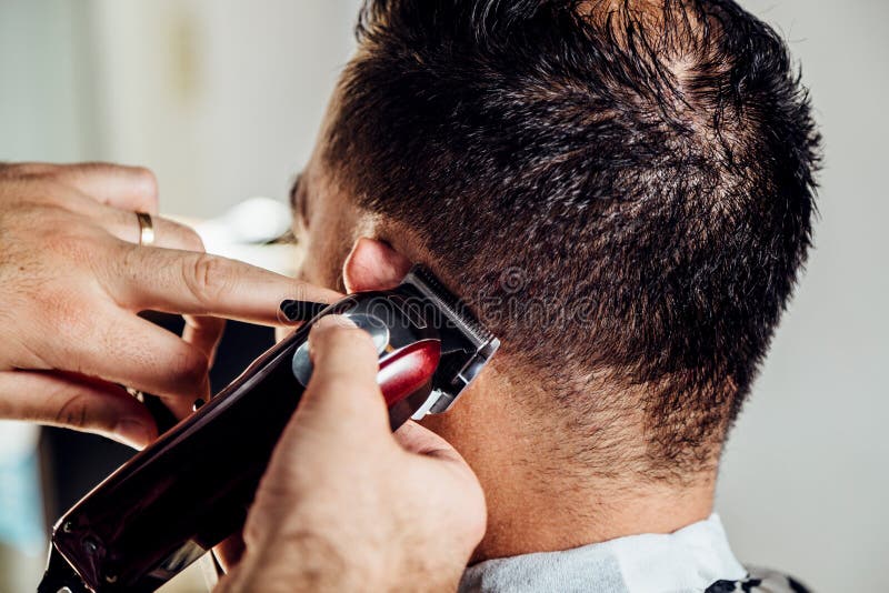 Closeup of Trimmer Machine. Process of Trimming Stock Image - Image of ...