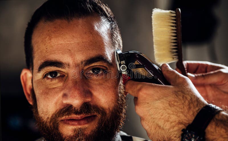 Closeup of Trimmer Machine. Process of Trimming of Hair Stock Photo ...