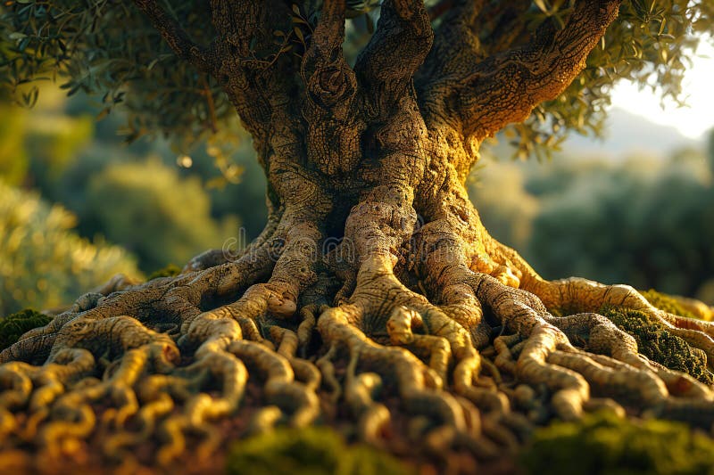Closeup of the Trunk and Roots of an Ancient Olive Tree, Showing ...