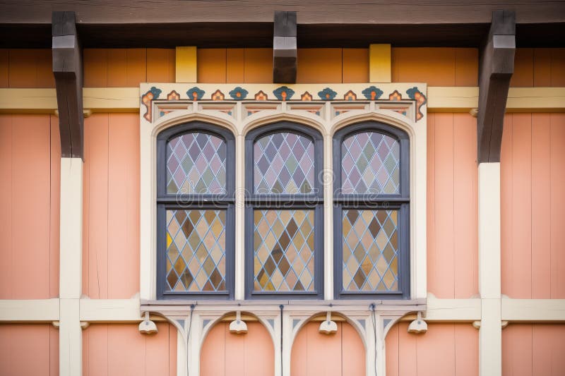 Closeup of Tudor Window Patterns and Mullions Stock Photo - Image of ...
